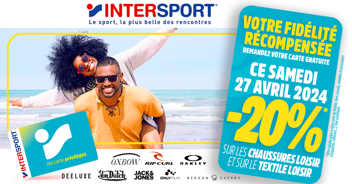 Samedi 27 avril : 20% de Remise sur les Chaussures et le Textile avec ...